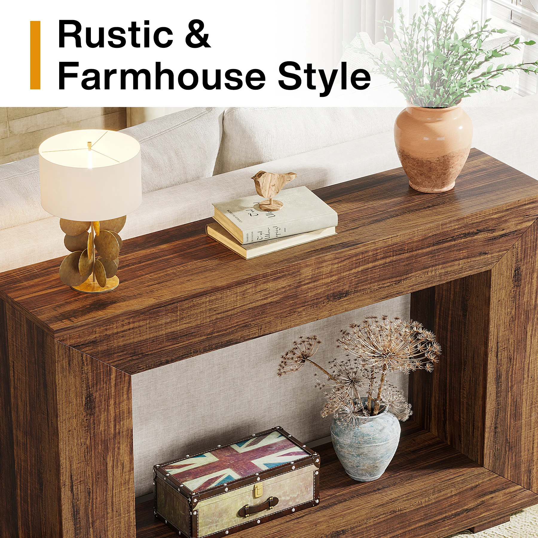 Tribesigns Wood Farmhouse Console Table - Stylish Storage