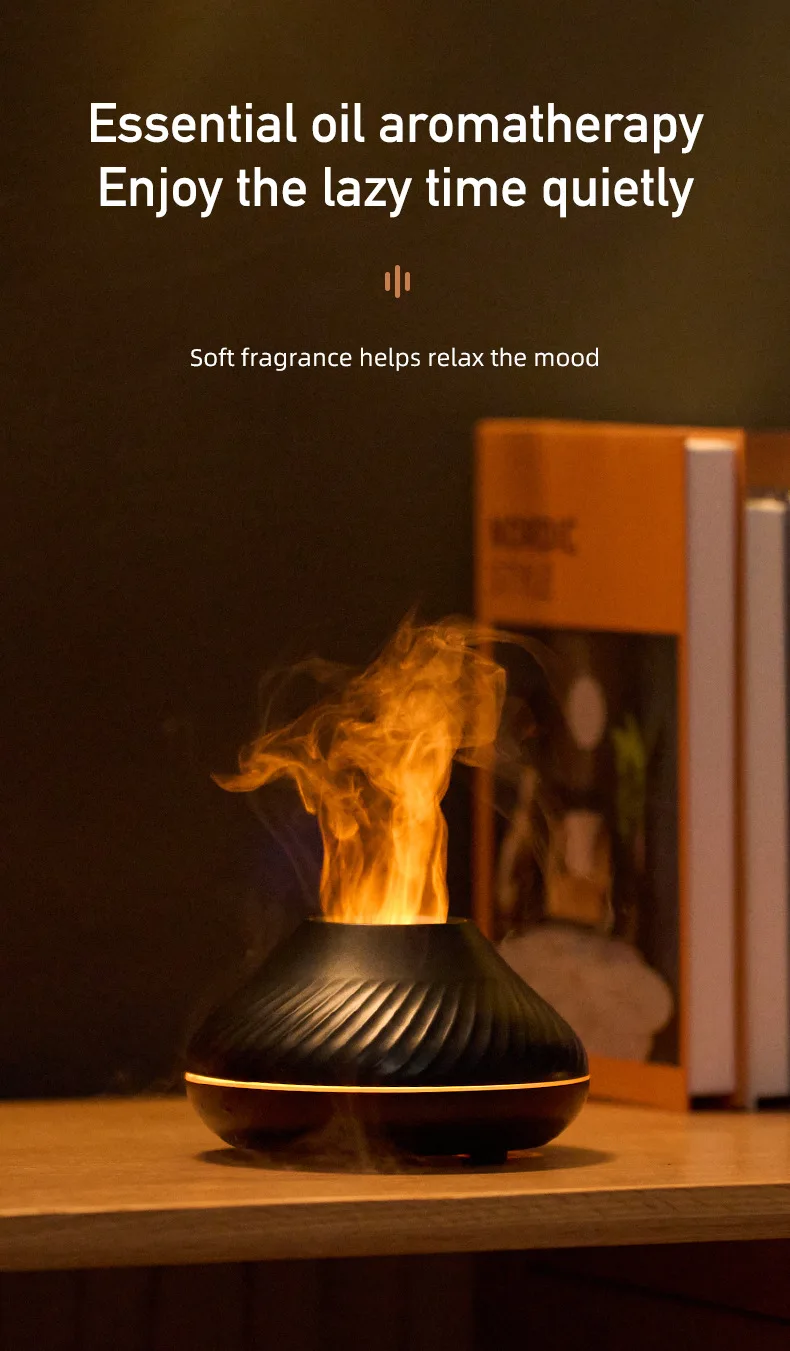 Volcanic Flame Aroma Diffuser - 130ml USB Portable Humidifier