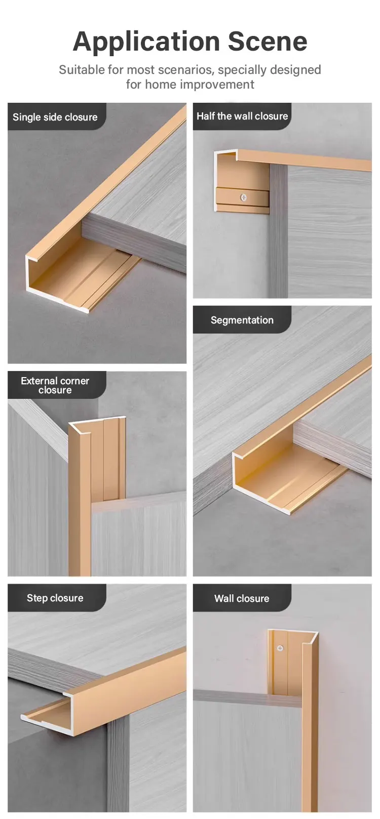 Aluminium Profiles Ceramic Trim Strip U Shape Tile Trim For Spc Wpc Pvc ...