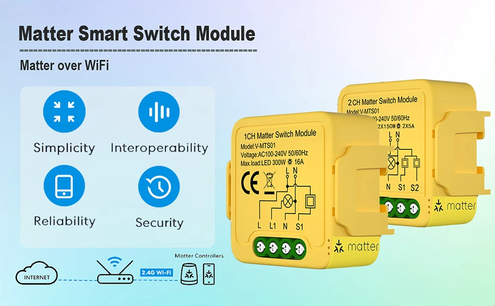 Matter Smart Switch Module 16A - DIY Light Relay Control