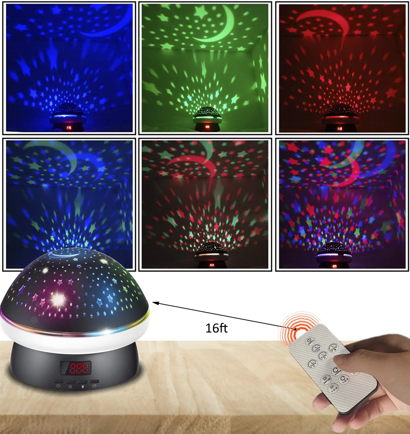 Lonvel 360 Rotation Starry Sky Projector - Night Light 3D Mushroom