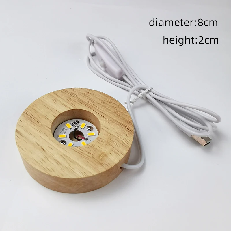 Wholesale Custom Logo Night Light Base Solid Wood Round Lamp Base Usb ...
