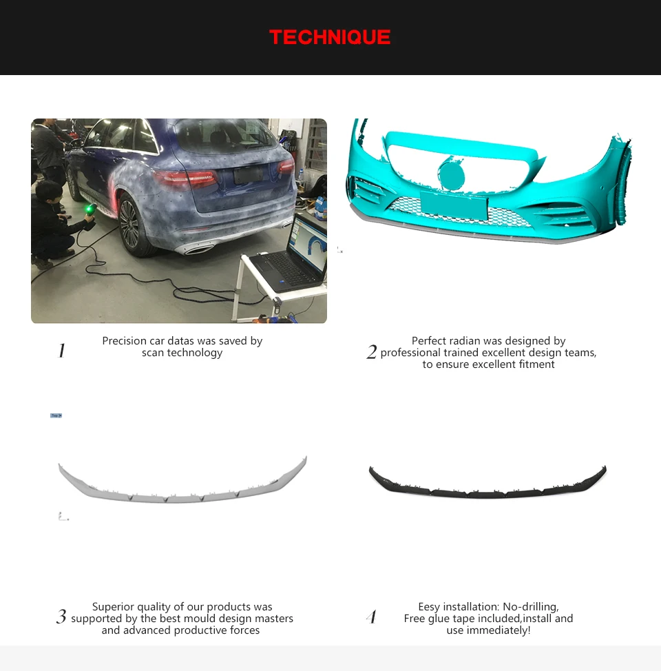 Dry Carbon Facelift W205 C43 Front Lower Lip for Mercedes Benz