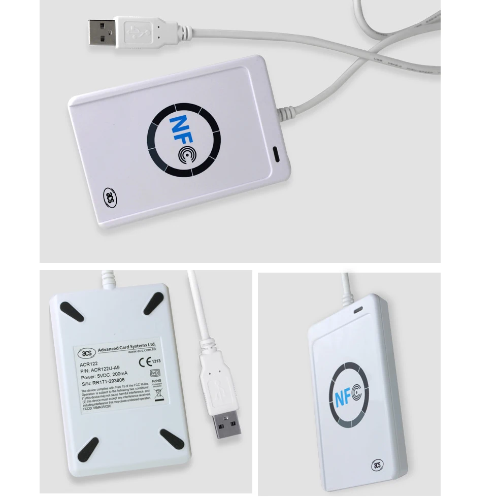 RFID ACR122U Smart Card Reader and Writer USB Connectivity 13.56MHz NFC ...