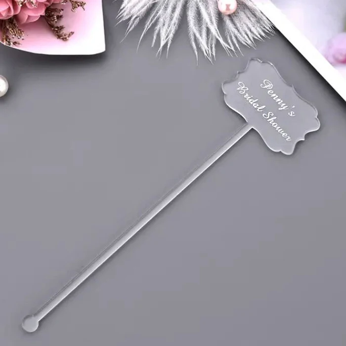 Customized Laser Cut Clear Acrylic Drink Stir Stick Transparent Acrylic ...