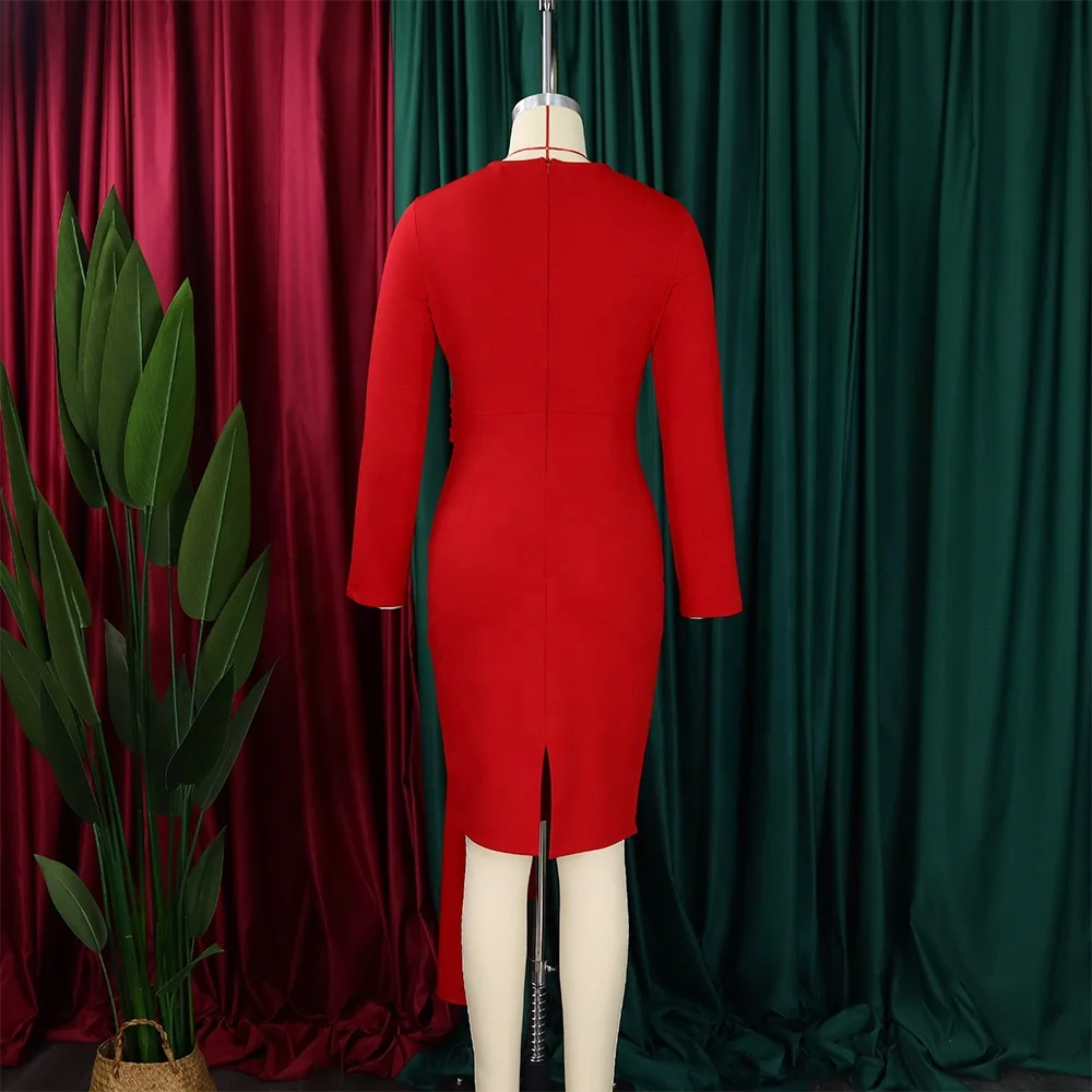 ZHEZHE Latest Design Autumn Elegant African Dress O Neck Long Sleeve ...