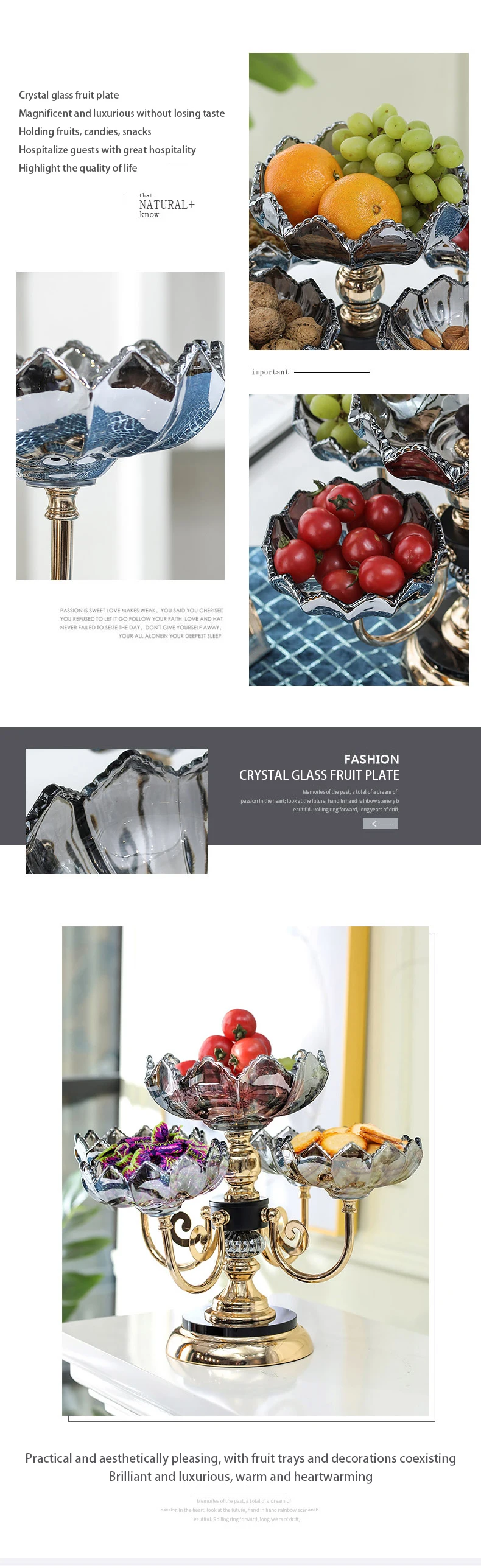 European Style Crystal Glass Snack Tray for Modern Living