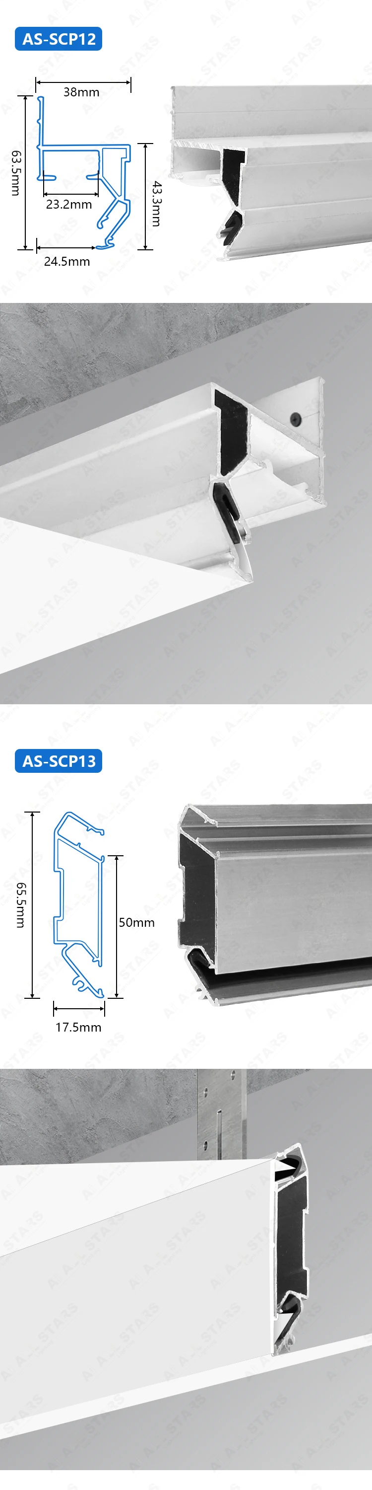Aluminum Extrusion Profile Custom Stretch Tension Fabric Ceiling Strip ...