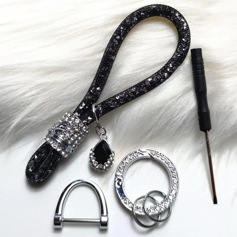 Crystal Bling Key Chains Women Wrist Strap Glitter Rhinestone Keychain ...