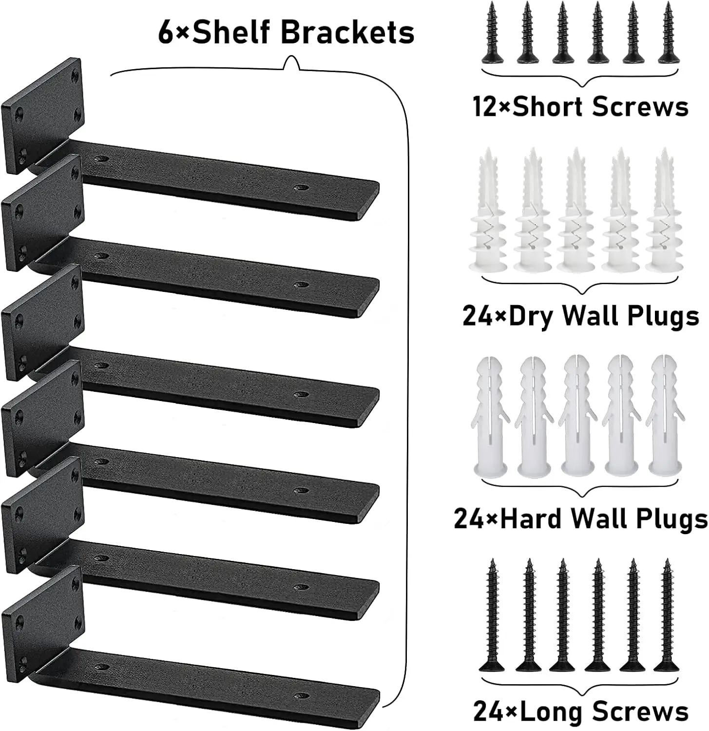 6 Inch Floating Invisible L Shelves Wall Brackets 1/6 Inch Thick Metal ...