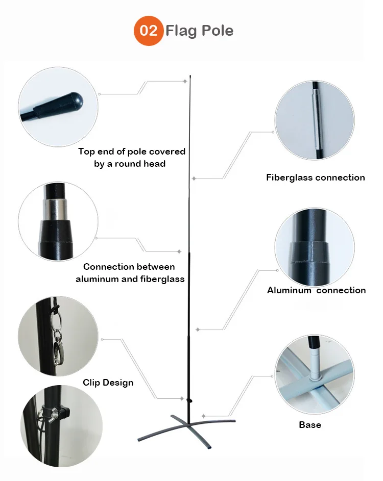 Flexible Aluminum Fiberglass Beach Flag Pole Teardrop Feather Square ...