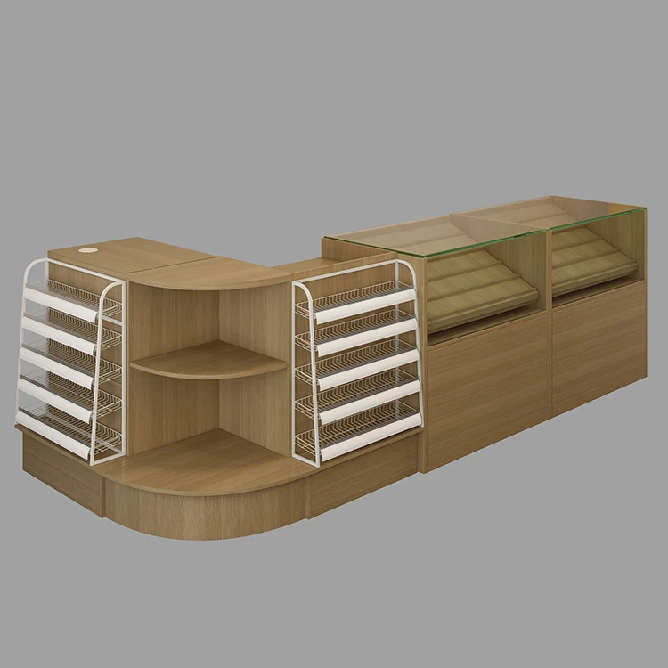 Wooden Supermarket Checkout Counters for Stationery Shops