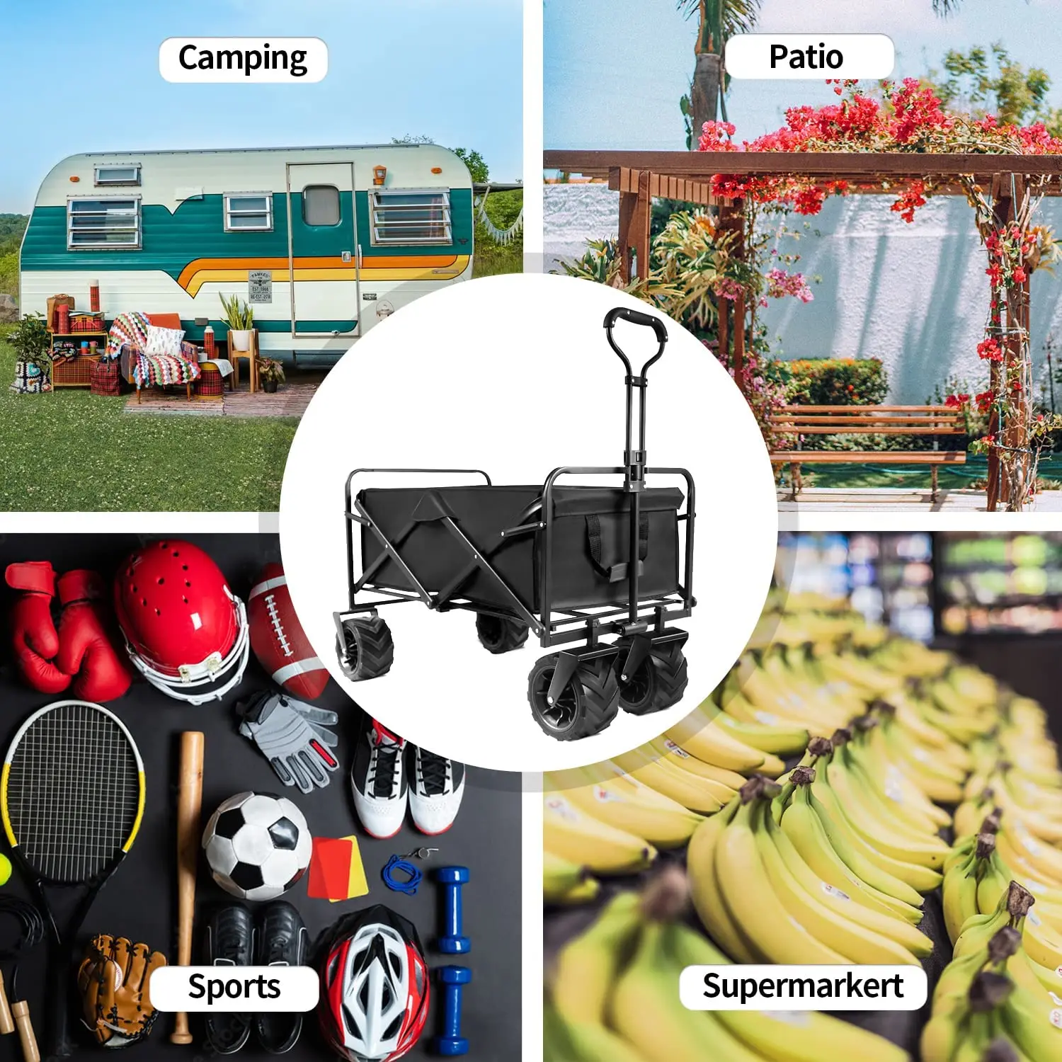 Adjustable Heavy Duty Collapsible Folding Utility Car Wagon Outdoor ...