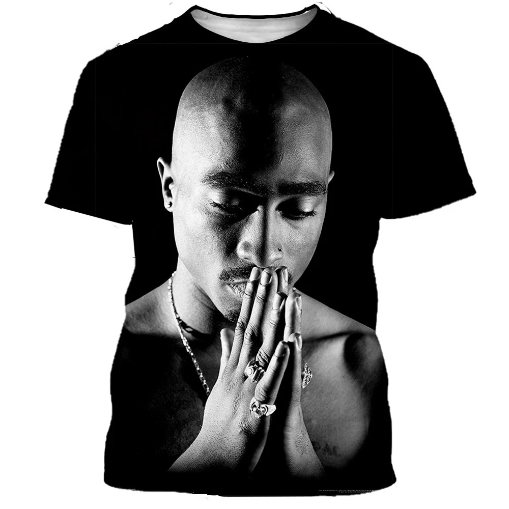 Ins Rapper 2Pac 3D Shirt for Men Hip Hop T-Shirt Tupac Short Sleeve ...