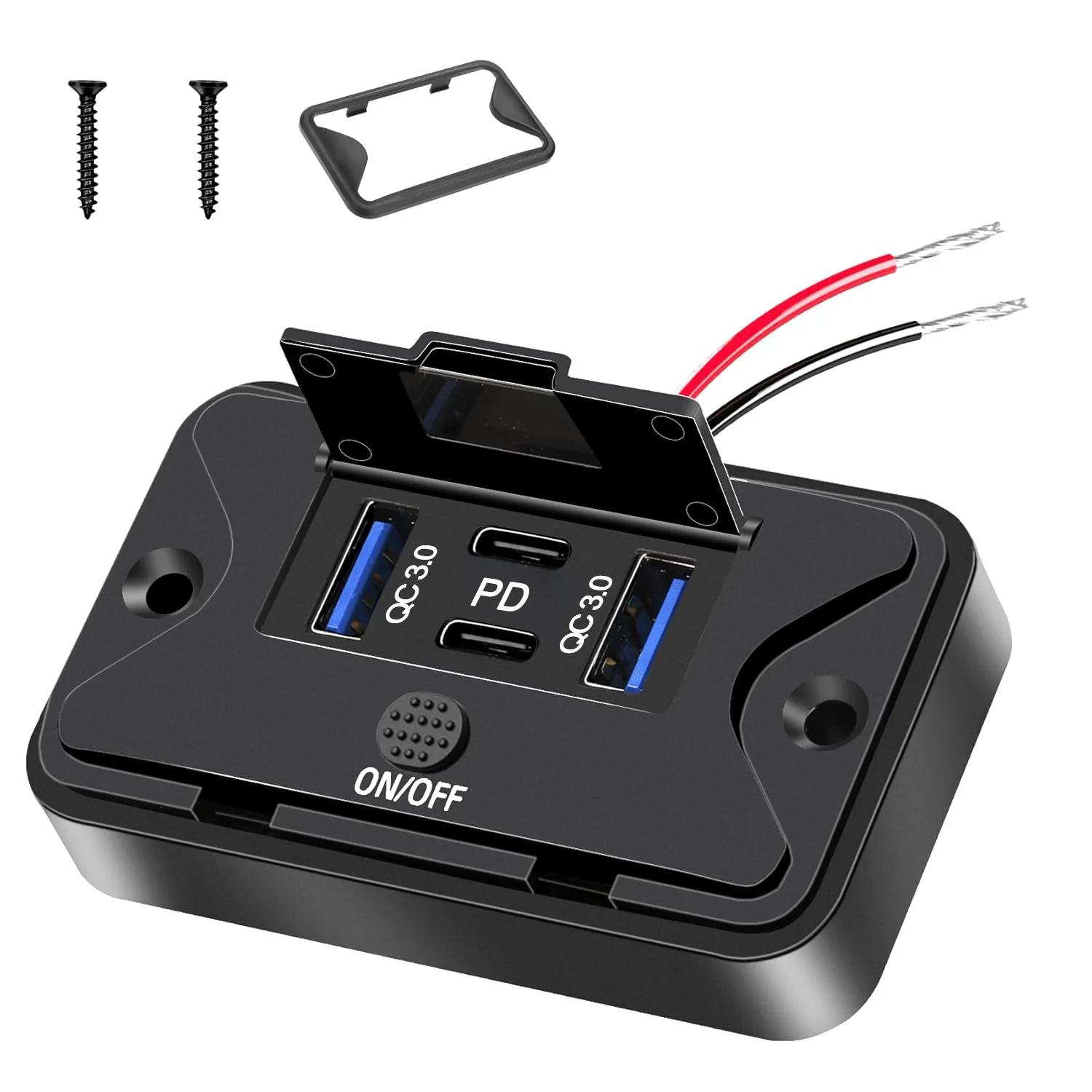 12V Panel Wall Mounted Double PD 3.0 USB C 36W and Double QC 3.0 18W ...