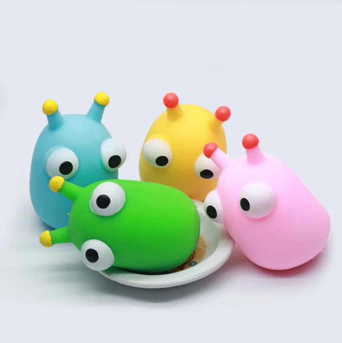 Funny Eyeball Squishy Grass Worm Pinch Toy For Kids Anti Stress Relief ...