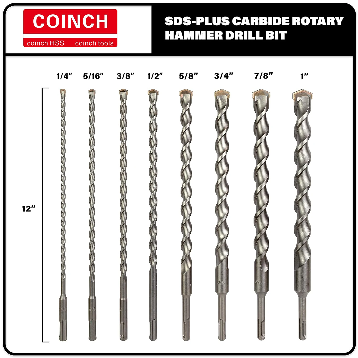 8mm X 300mm Sds Drill Bits Carbide Cross Tip 4 Cutters S4 Flute Sds ...