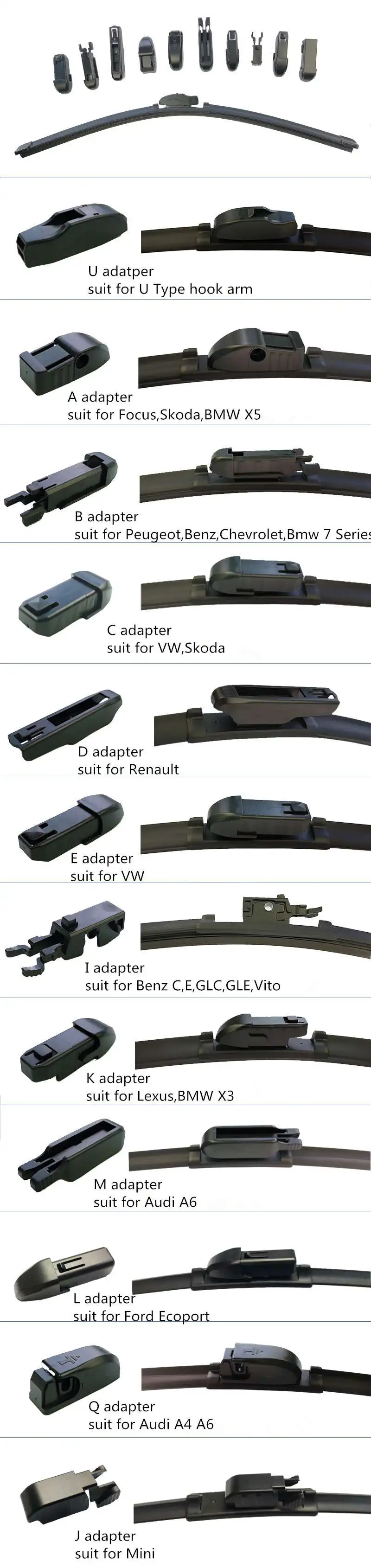 High Level Multifunctional Clean Windshield Soft Bracketless Beam Type ...