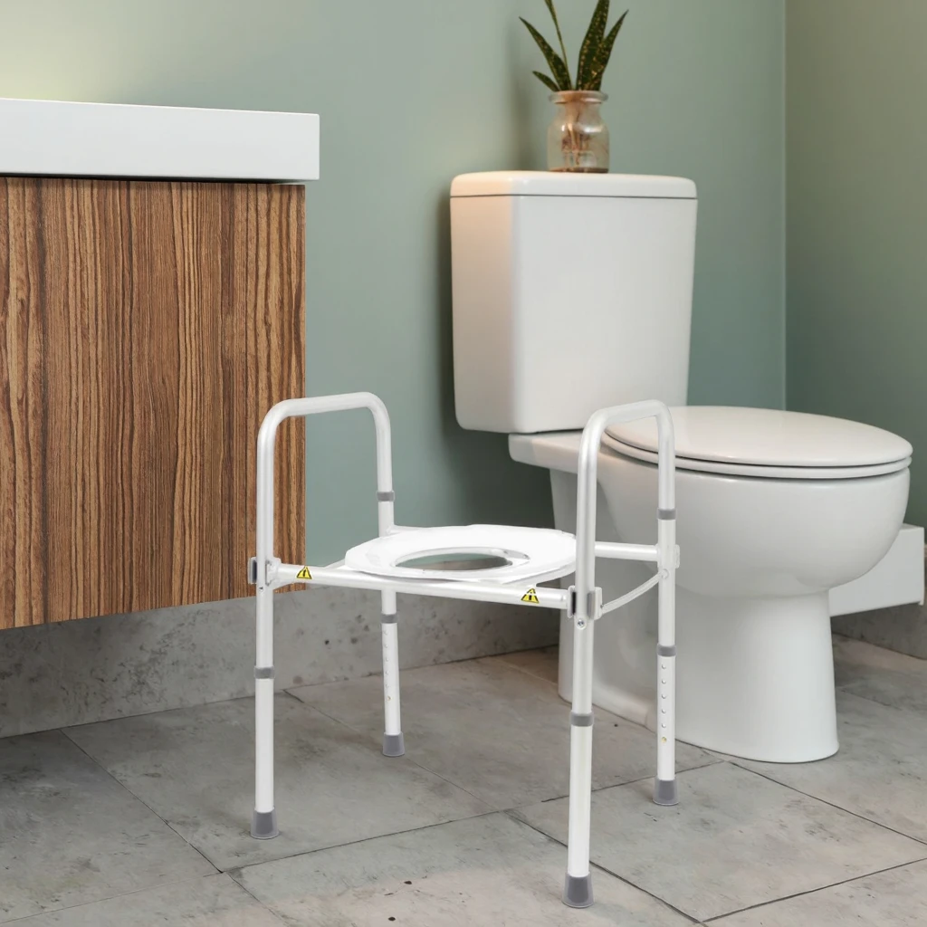 Portable Toilet Frame with 8 Adjustable Heights and Anti-Slip Feature ...