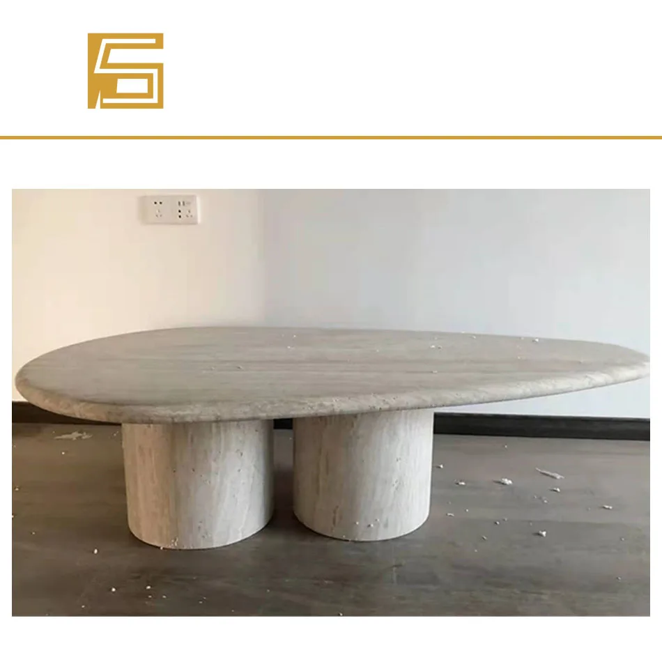 Travertine Dining Table - Modern Italian Natural Stone