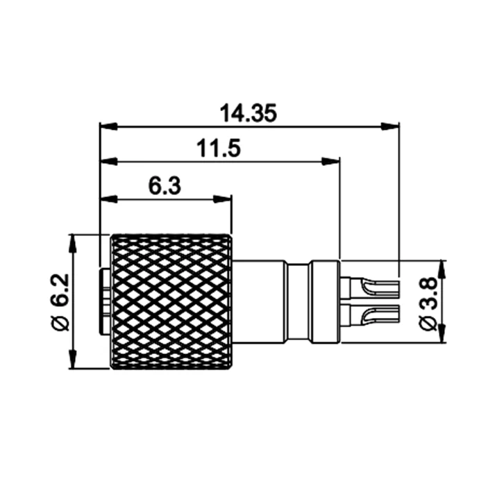 M5 Male Connector For Overmolding With 3/4 Pins Robust Encapsulation ...