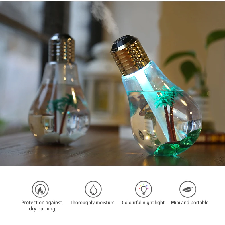 400ML Home Air Colorful Bulb Humidifier USB Night Light