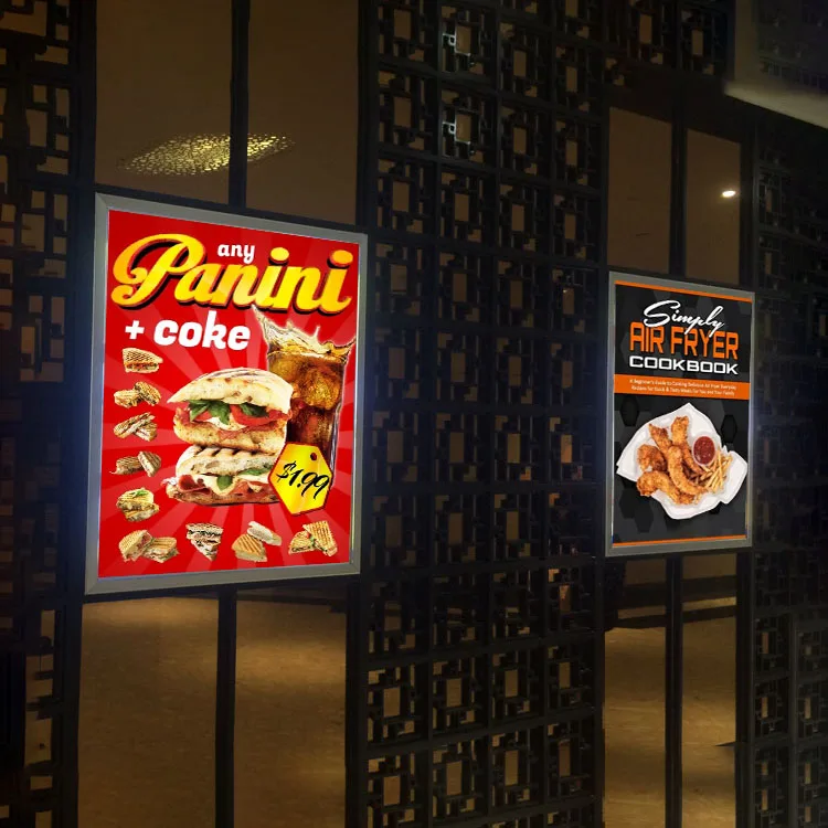 Restaurant A0 A1 A2 A3 A4 Size 28mm Thick Aluminum Snap Frame LED Menu ...