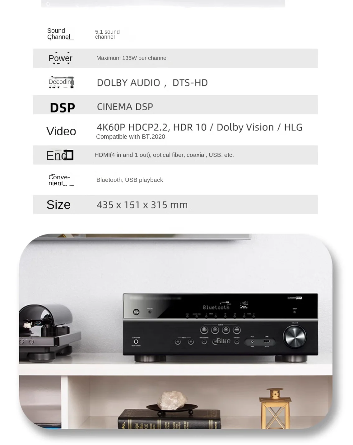 Rx-v383 5.1 Channel Home Wireless Bluetooth Home Theater Av Player ...