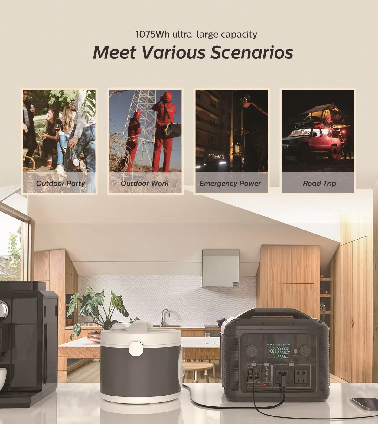 Popower Solar Generator 1000w 1200w 1500w Outdoor Bank Portable Solar Lifepo4 Portable Power ...