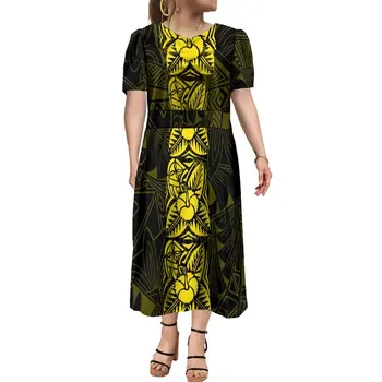 Custom Hibiscus Flower Polynesian Tribal Print V Neck Micronesian Mumu ...