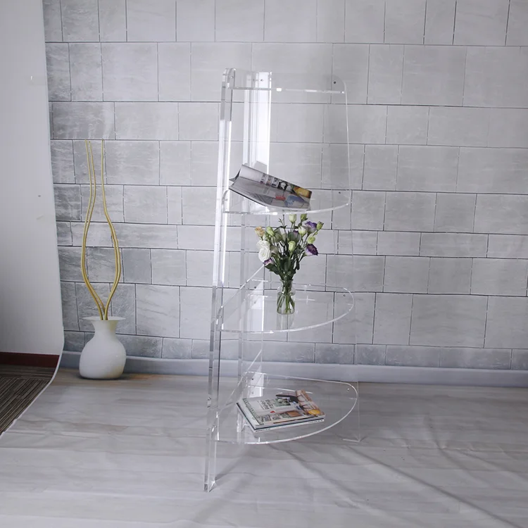 4 Layers Custom Perspex Bookshelf Acrylic Bathroom Corner Shelf for ...