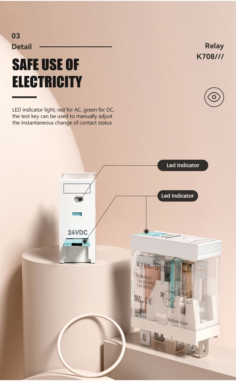 Kakon K708-2pl 24vdc 8a 2 Pole Led General Purpose Relay Highly ...