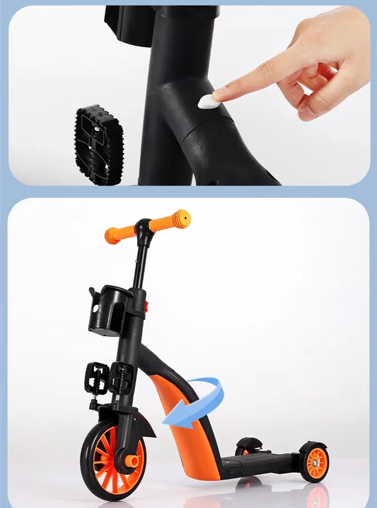 Children's 3-wheel 2-in-1 Kick Scooter Luminous Wheel With Pu Plastic ...