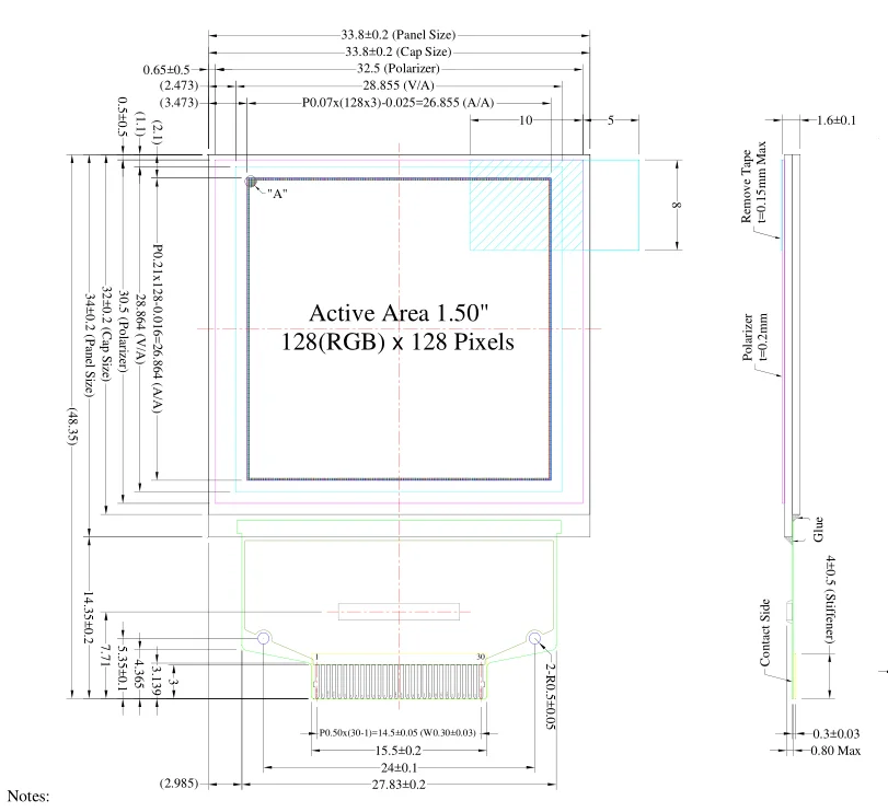 1.5 Inch 128x128 128128 Full Color Oled With Ssd1351 Driver Ic,4-wire ...