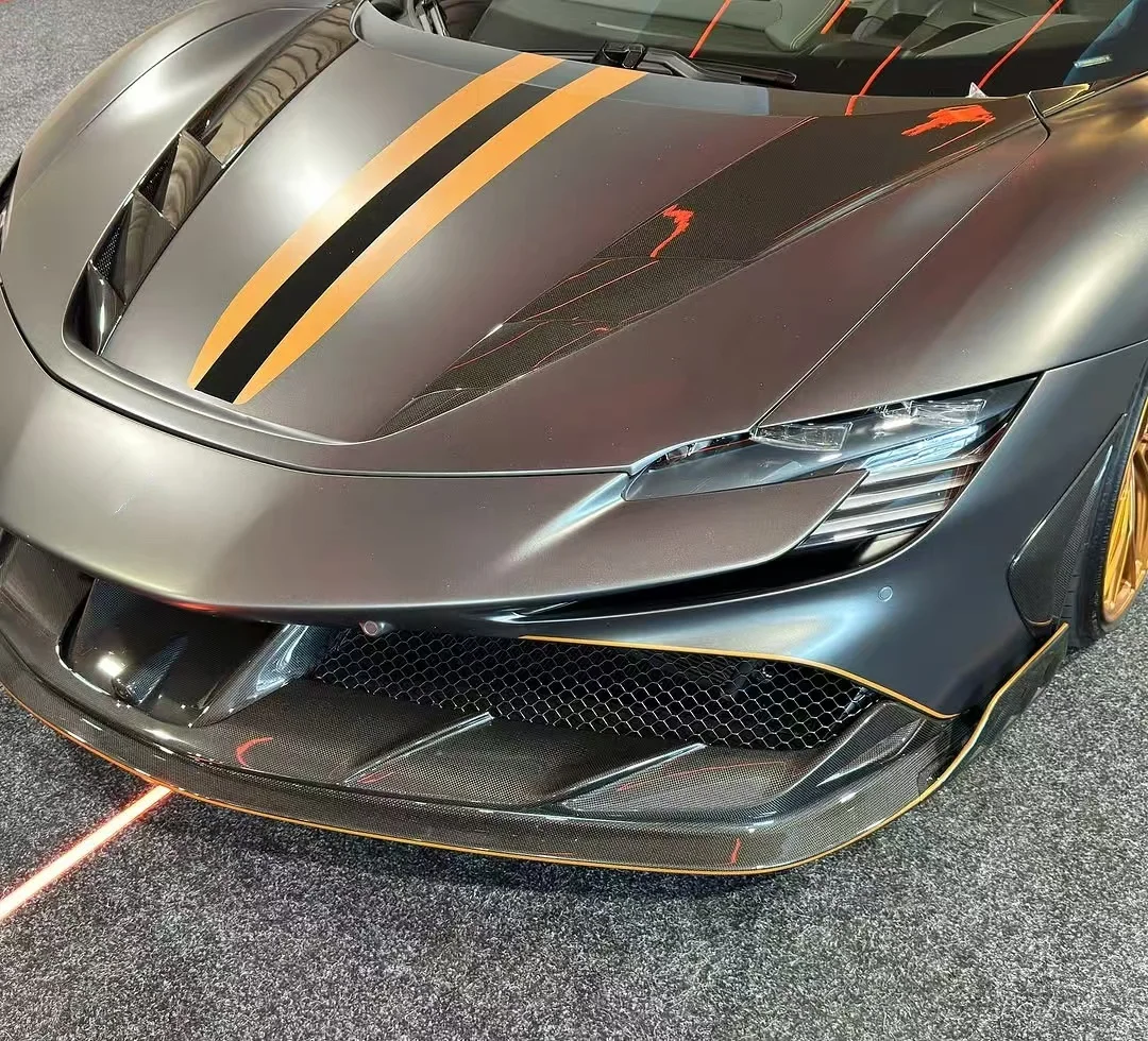 For Ferrari SF90 Carbon Fiber Body Kit SF90 KY-style Front Lip Diffuser ...