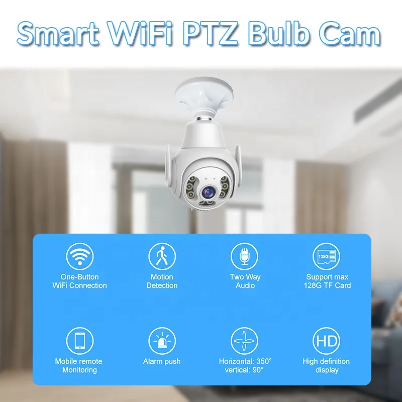 V380pro E27 Light Bulb Ptz Wifi Mini Home Security Camera Two-way Audio ...