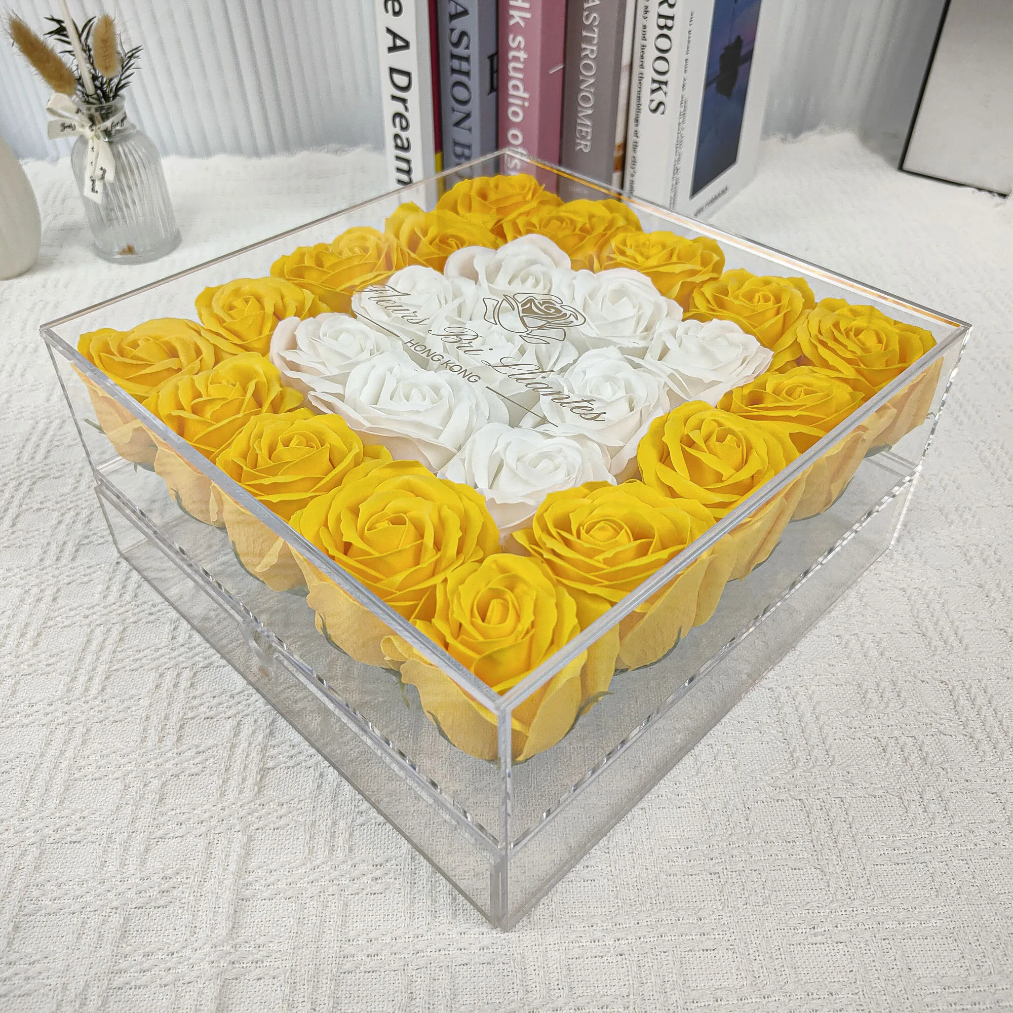 Wholesale Acrylic Rectangle Rose Eternal Flower Preserved Roses ...