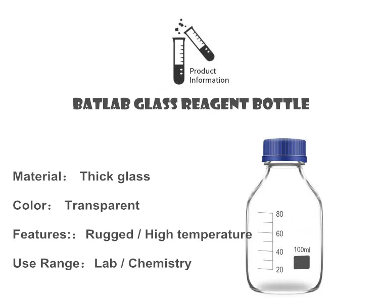1 Liter Lab Glass Reagent Bottle 1000ml Borosilicate Media Storage Jar ...