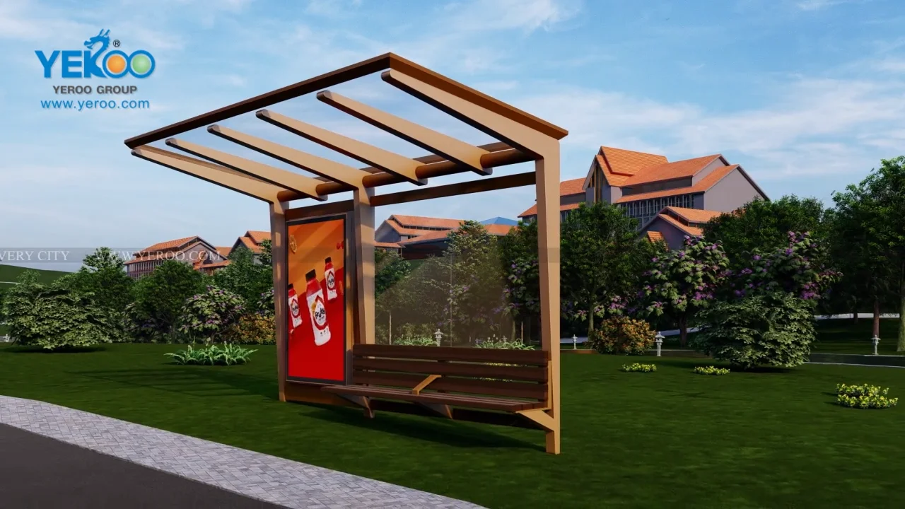 Prefabricated School Simple Bus Stop Shelters With Light Box For Sale ...