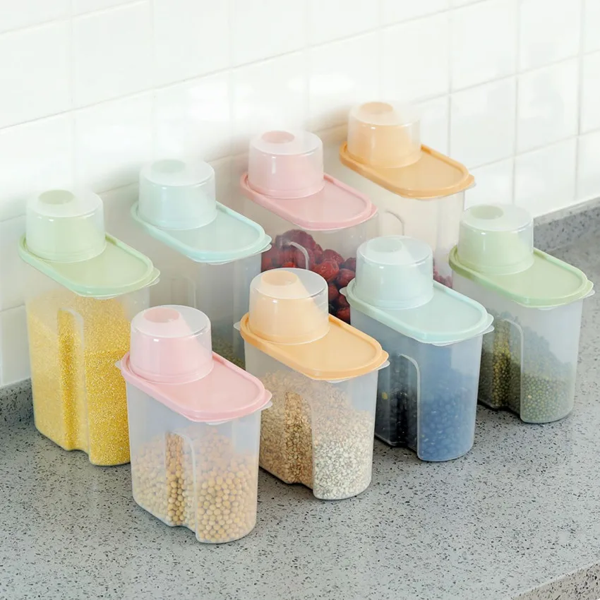 Large Kitchen Dry Food Storage Box Plastic Grain Tank Cereal Storage ...