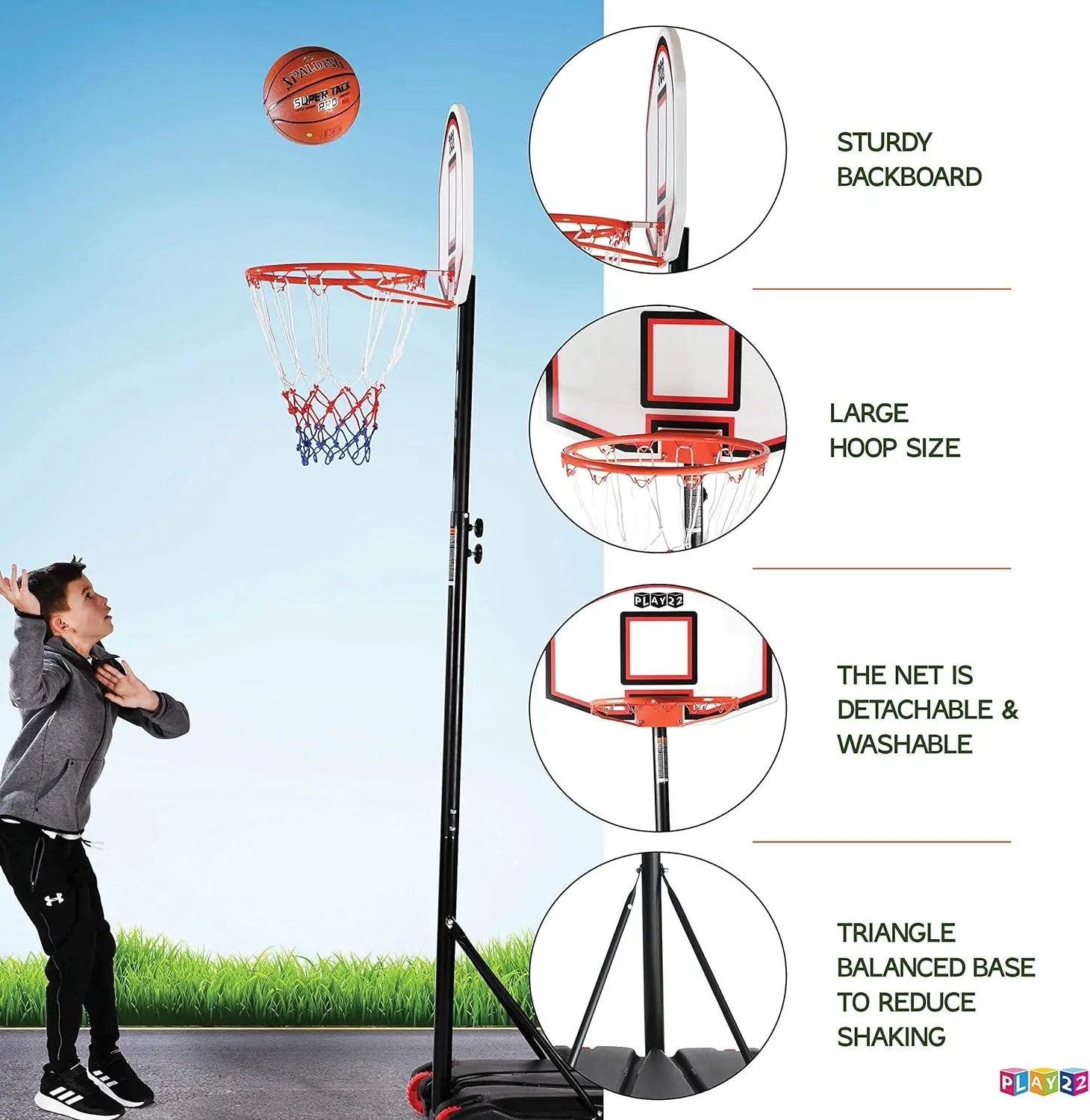 Adjustable Portable Basketball Hoop - Perfect for Outdoor Play