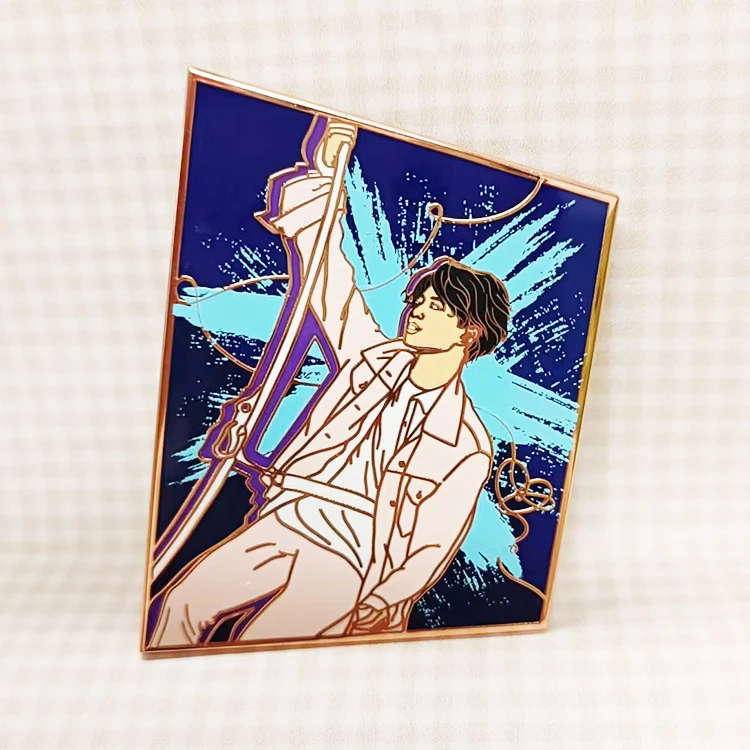 High Quality Customized Korean Kpop Singer Gold Glitter Hard Enamel Pin ...
