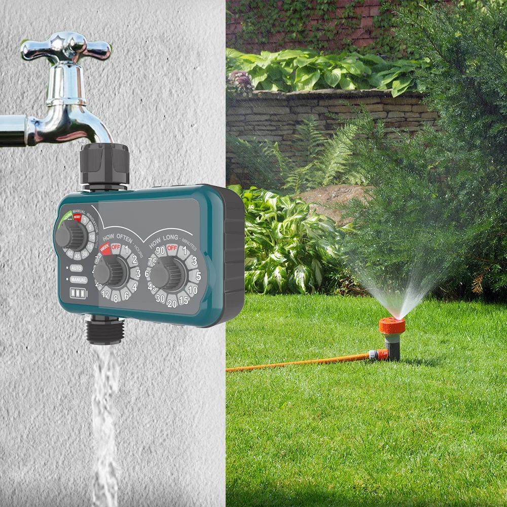 Dual Zone Water Timer Sprinkler Timer for Garden Hose Two Zone Water ...