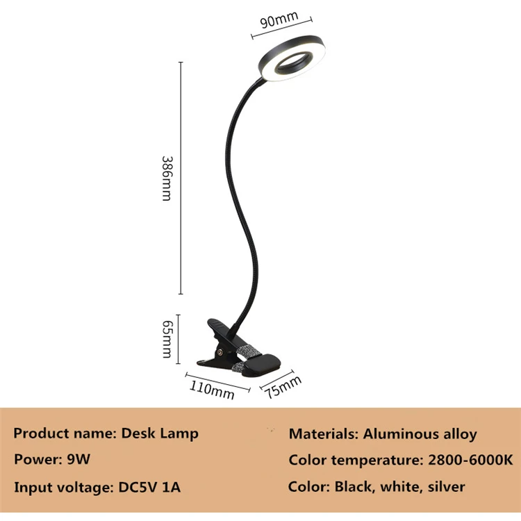 9W Minimalistic Student Desk Lamp - Flexible & Bright