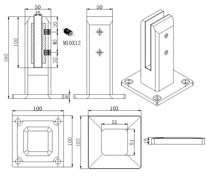 SS Bunnings Glass Railing Earthing Pool Fence Balustrade Clamps Black ...