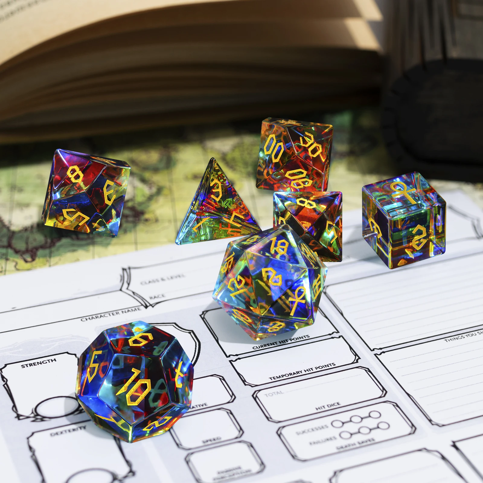Customized Handmade Glass DND Dice Set Custom Polyhedron Game Dice ...