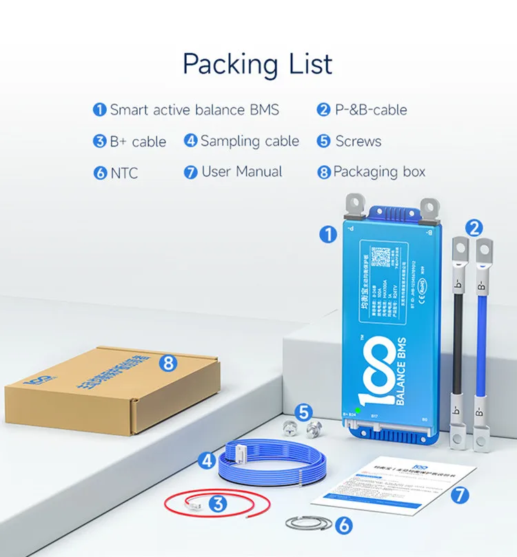 LFP Smart BMS with Built-in 1A Active Balancer Electric Vehicle E-Bike ...