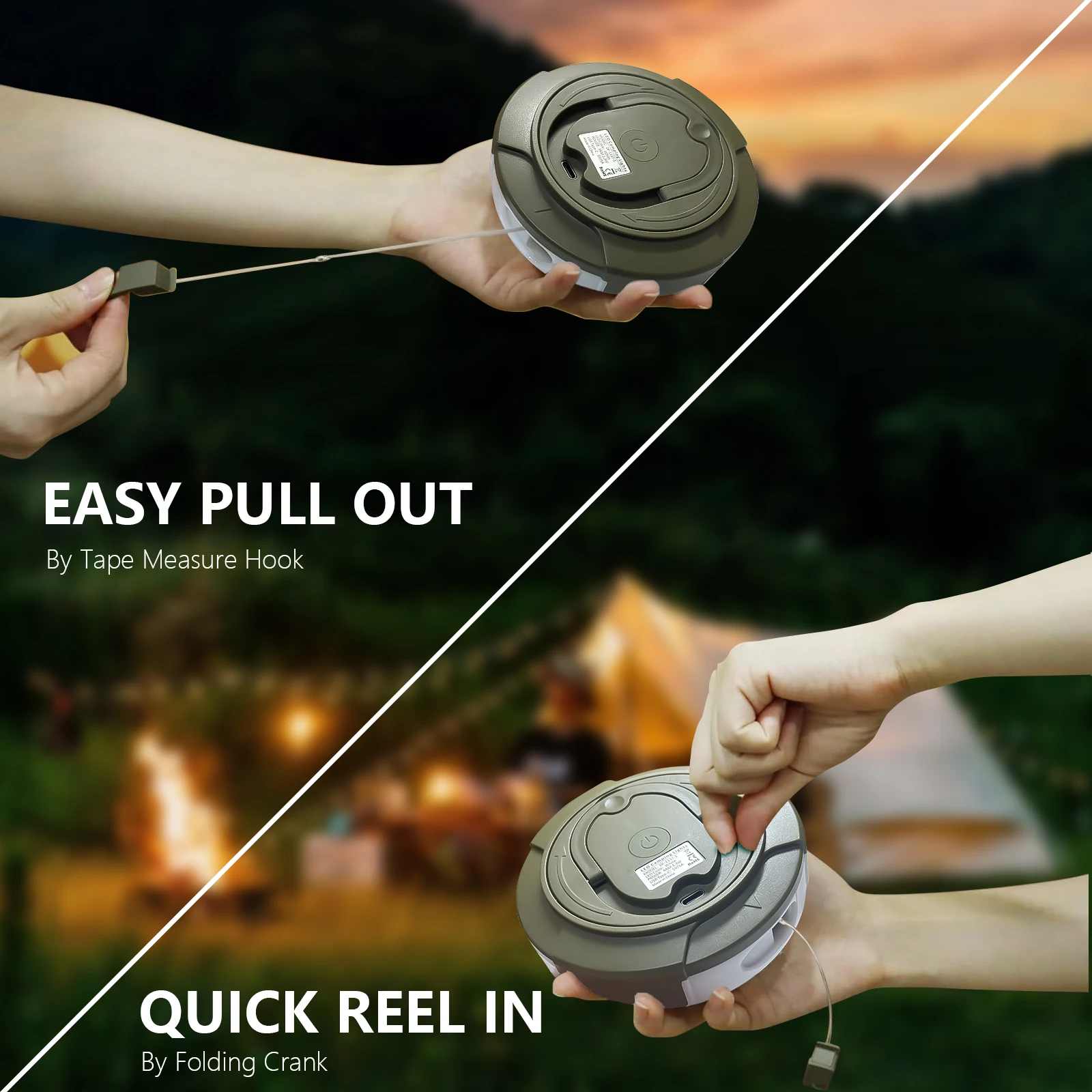 Easy Carry Waterproof Rechargeable Led Camping Lights 32.8ft & 10 Modes