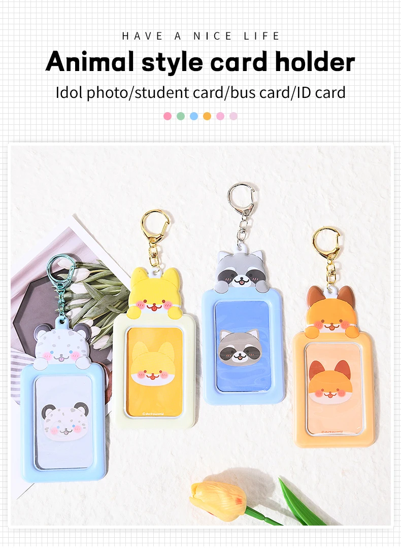 Cute Korean Kpop Card Holder Pvc Photocard Collect With Kpop Key Chain ...