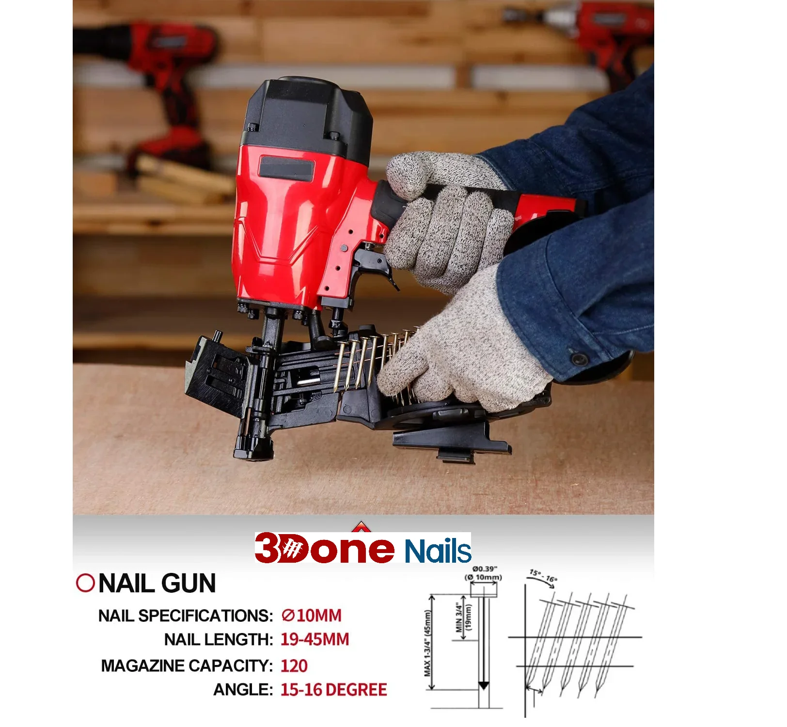 Customized Various Specifications Of Pneumatic Co2 Coil Nail Gun Tool ...